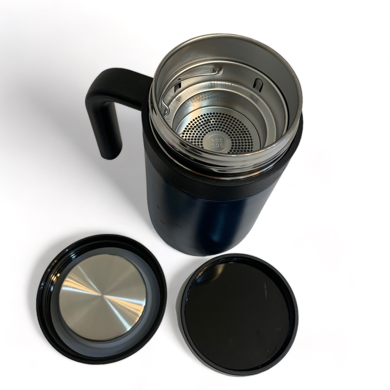 Termo Metalico Negro Con Azul – demayoreo